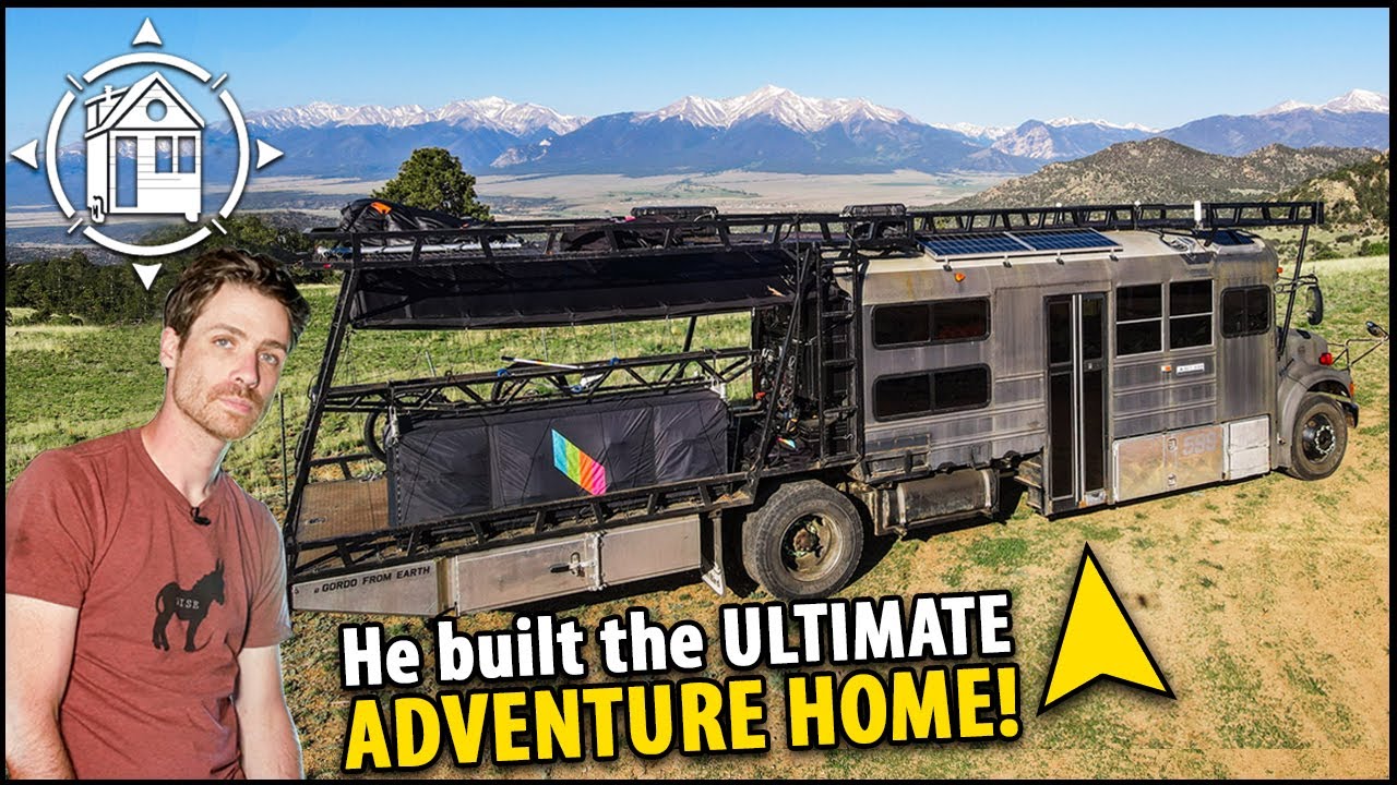 Ultimate BUS CONVERSION w/ a crane! Mad max home on wheels - Houses Tiny
